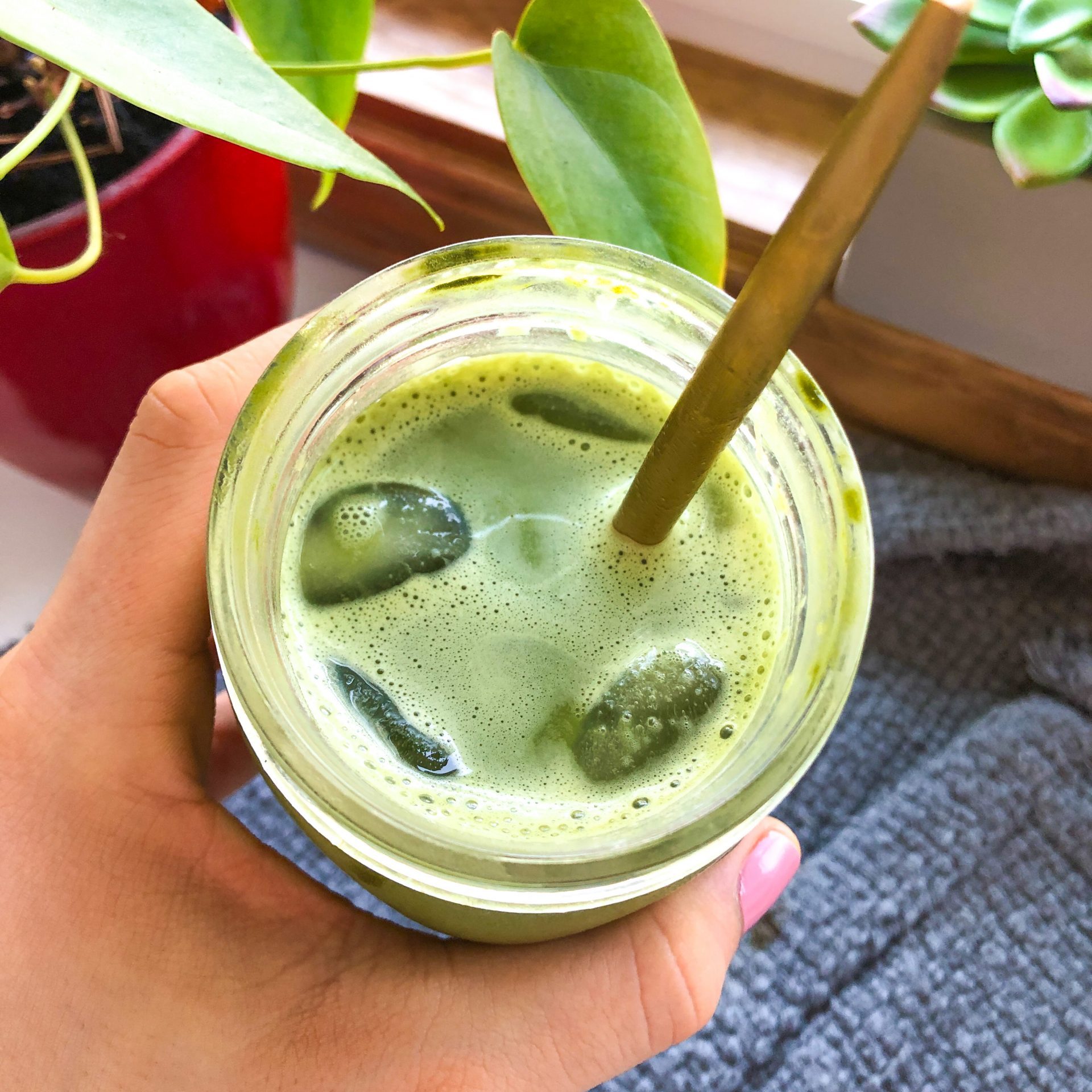 Dalgona Whipped Matcha Latte - Veggie World Recipes