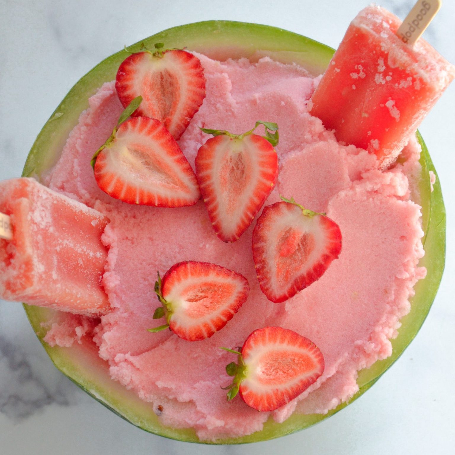Watermelon Sorbet with GoodPop Watermelon Agave Pops - Veggie World Recipes