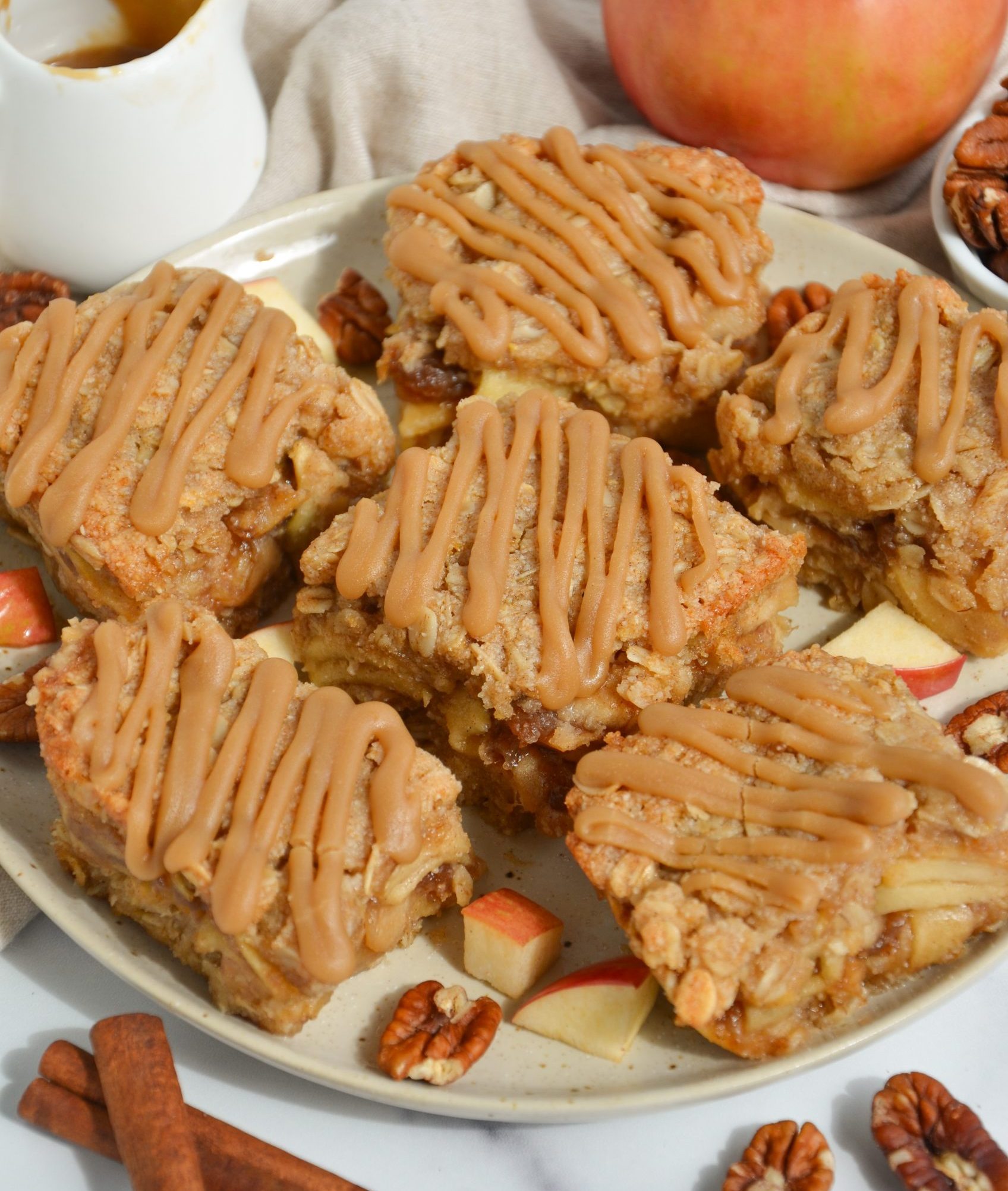 Easiest Apple Bars (with Vegan Caramel Sauce) - Veggie World Recipes