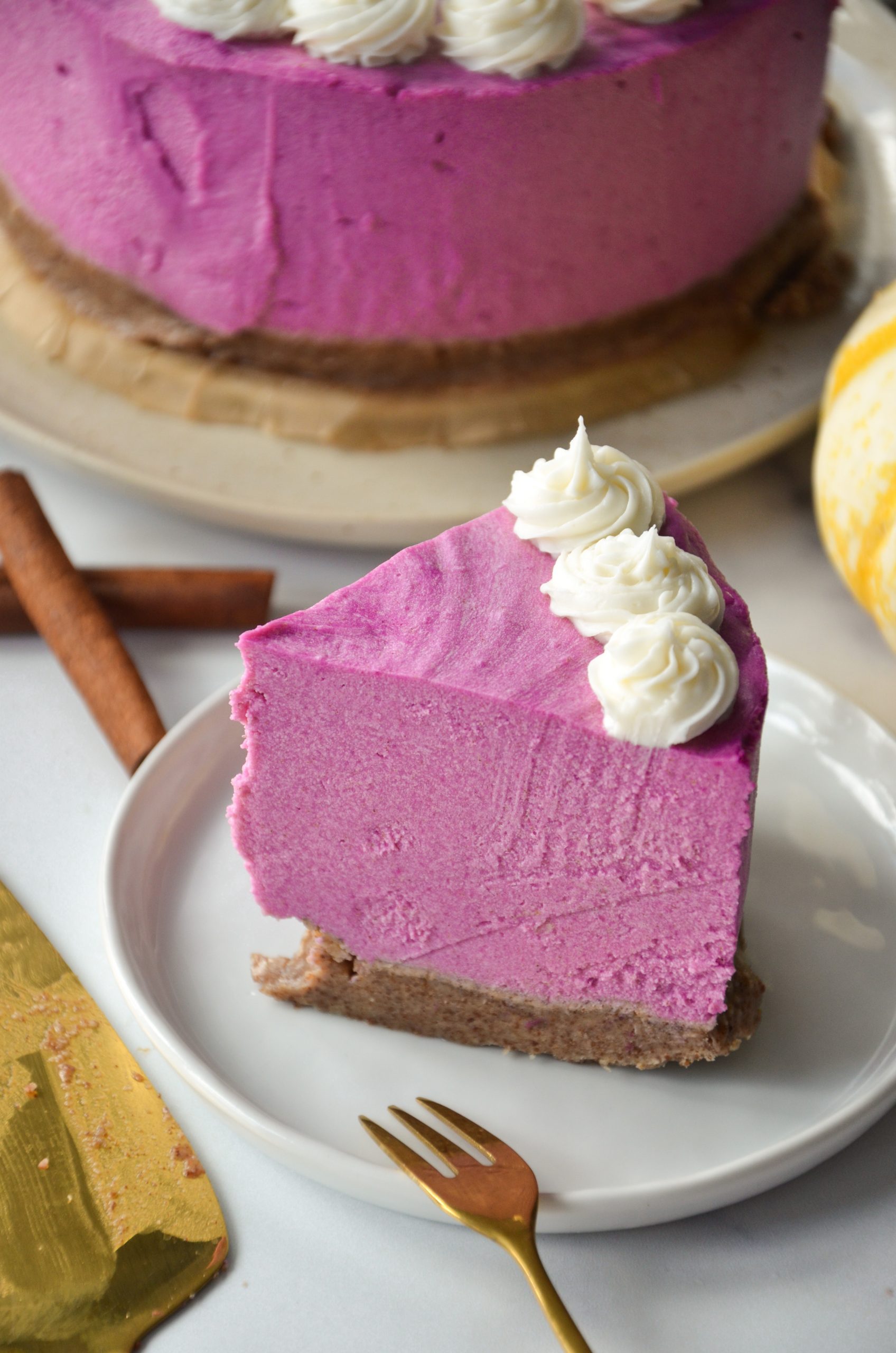 Ube Cheesecake Recipe (No-Bake, Dairy-Free) - Veggie World Recipes